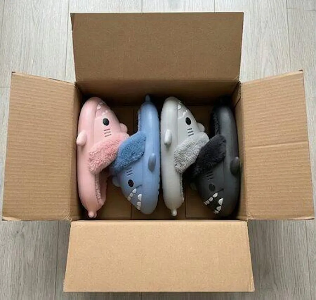 Shark Slippers Warm Fuzzy House Shoes | Detachable Winter Bedroom ...