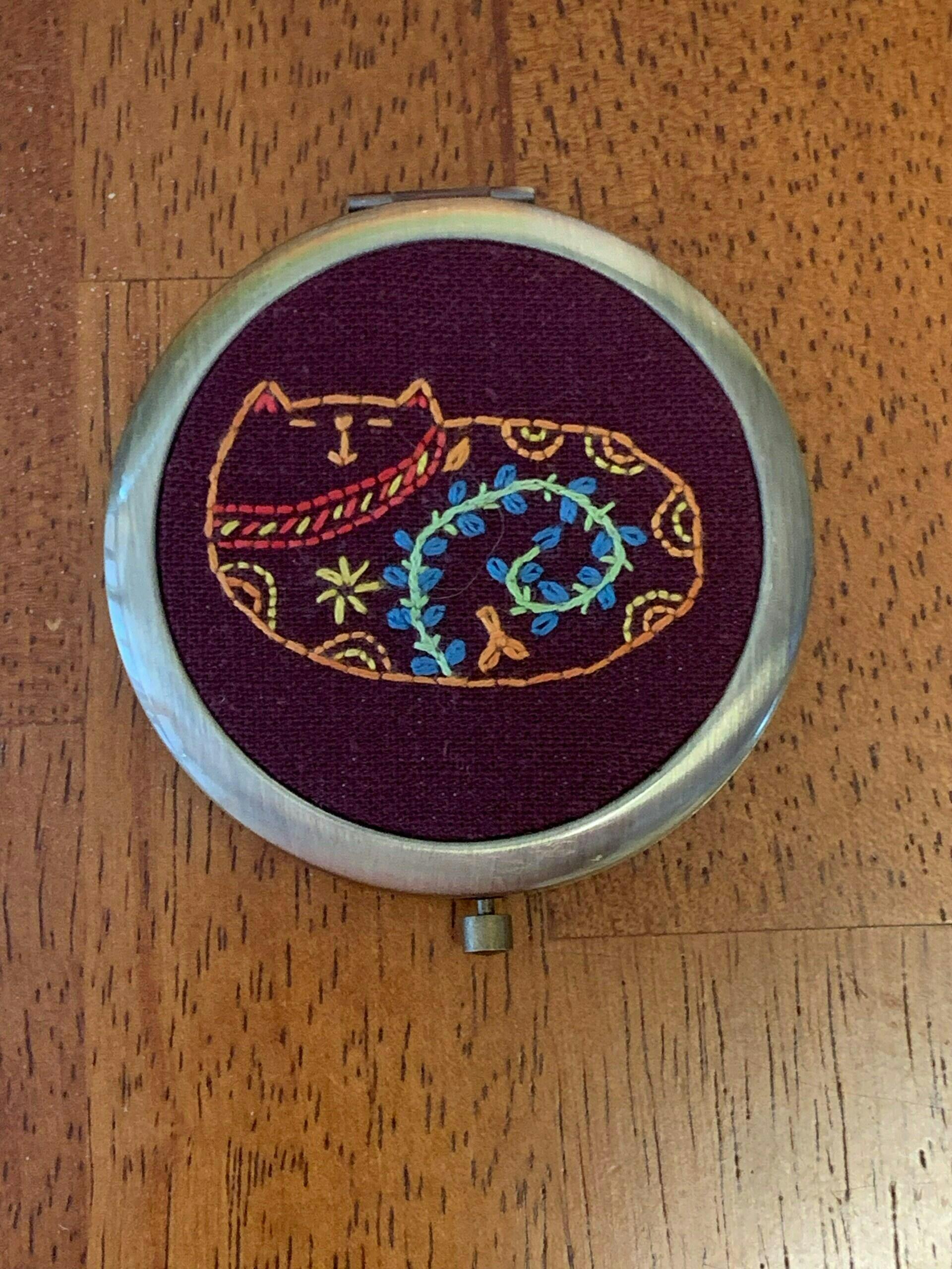 Square Embroidery Pocket Mirror kit, Blank Compact Mirror for stitchin ...