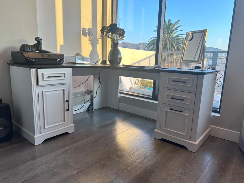 SEDETA 69 Inch Executive L Shaped Desk with Drawers and Storage Cabine