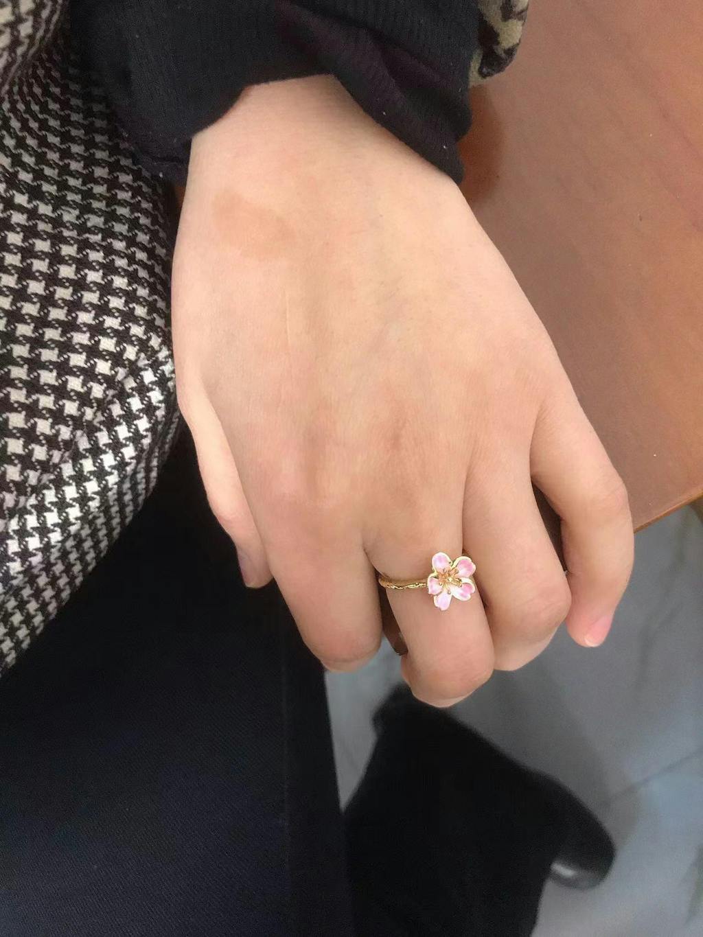 Selenichast Sakura Ring Set For Women, Enamel Cherry Blossom Ring Set ...