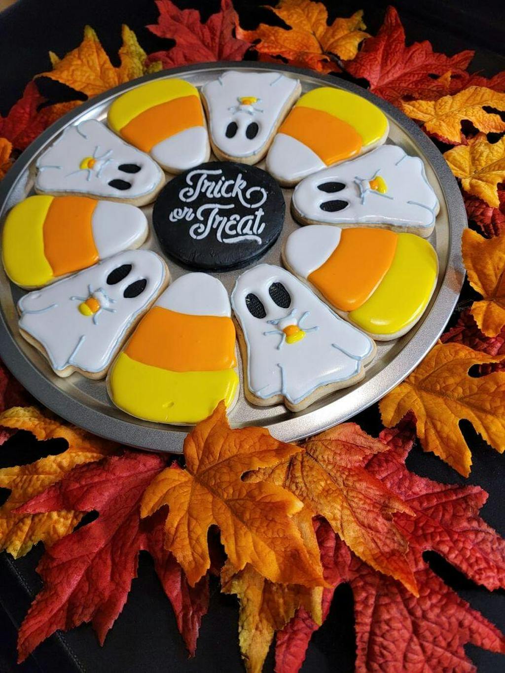 Ghost Candy Corn Cookie Platter Set