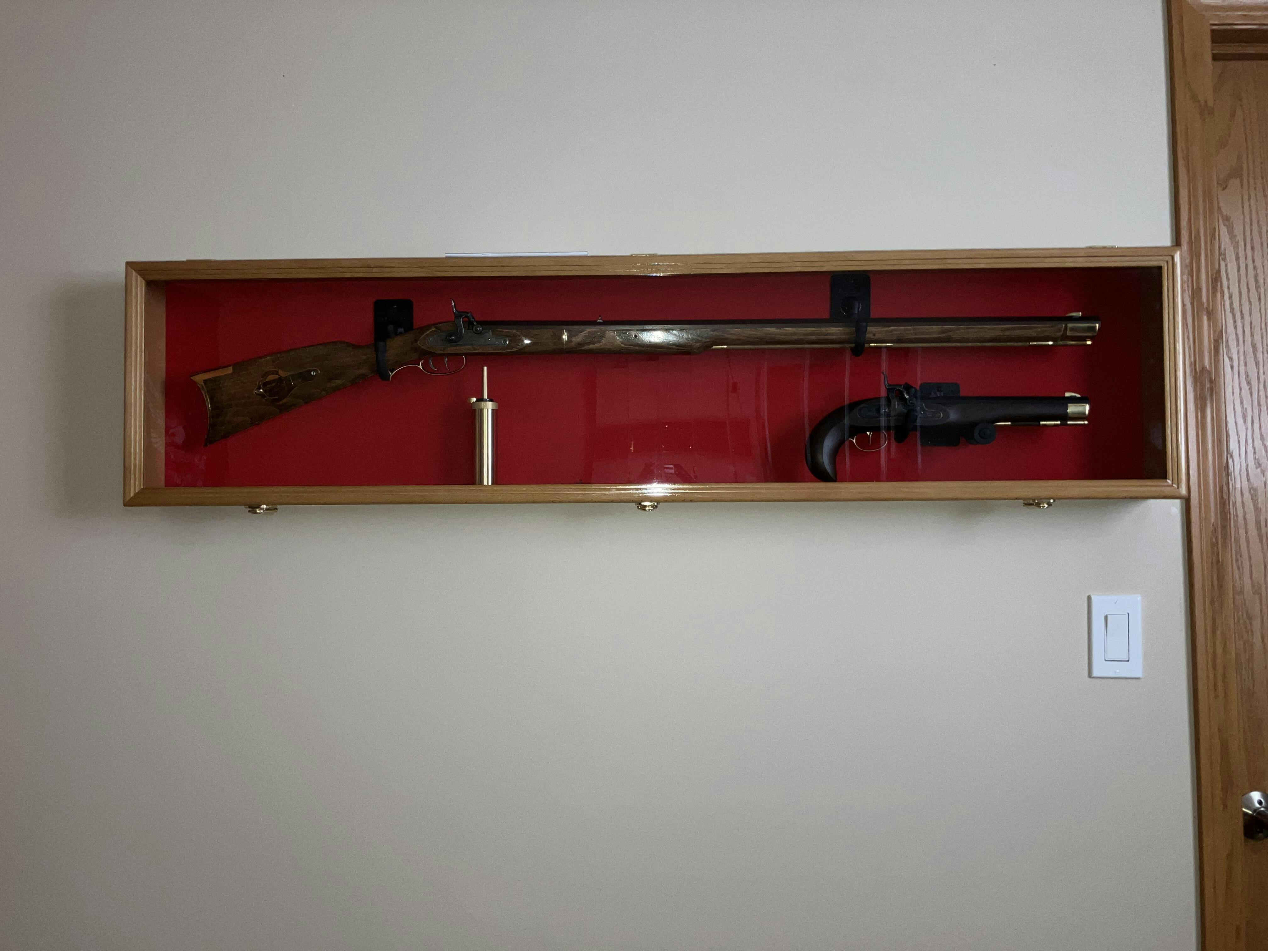 Long Rifle / Musket Gun Display Case Cabinet - 54"