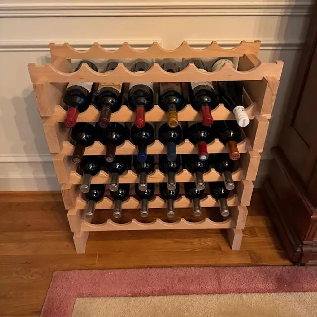 6X Bottles Beech Hardwood Modular Wine Rack Stackable (6 Bottles per Row)
