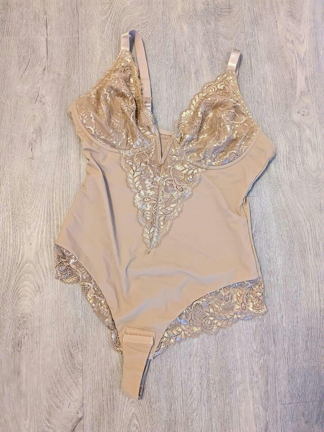 Spitzen V-Ausschnitt Bauchweg Mieder Ganzkörper Shapewear Body