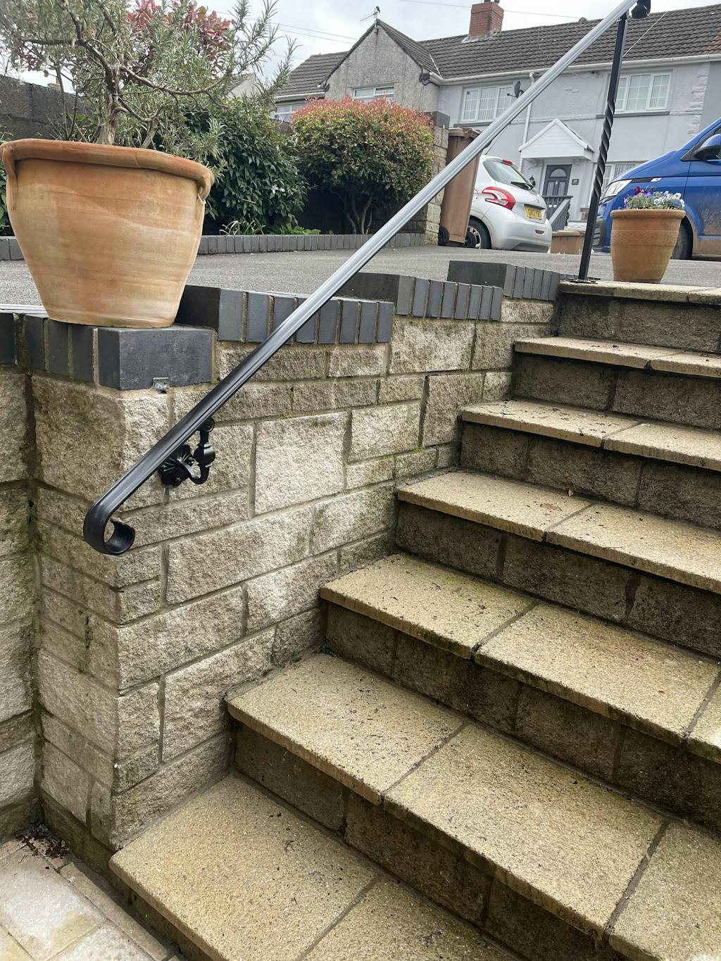 Wall and post fixed - Adjustable angle wrought iron metal handrail for ...