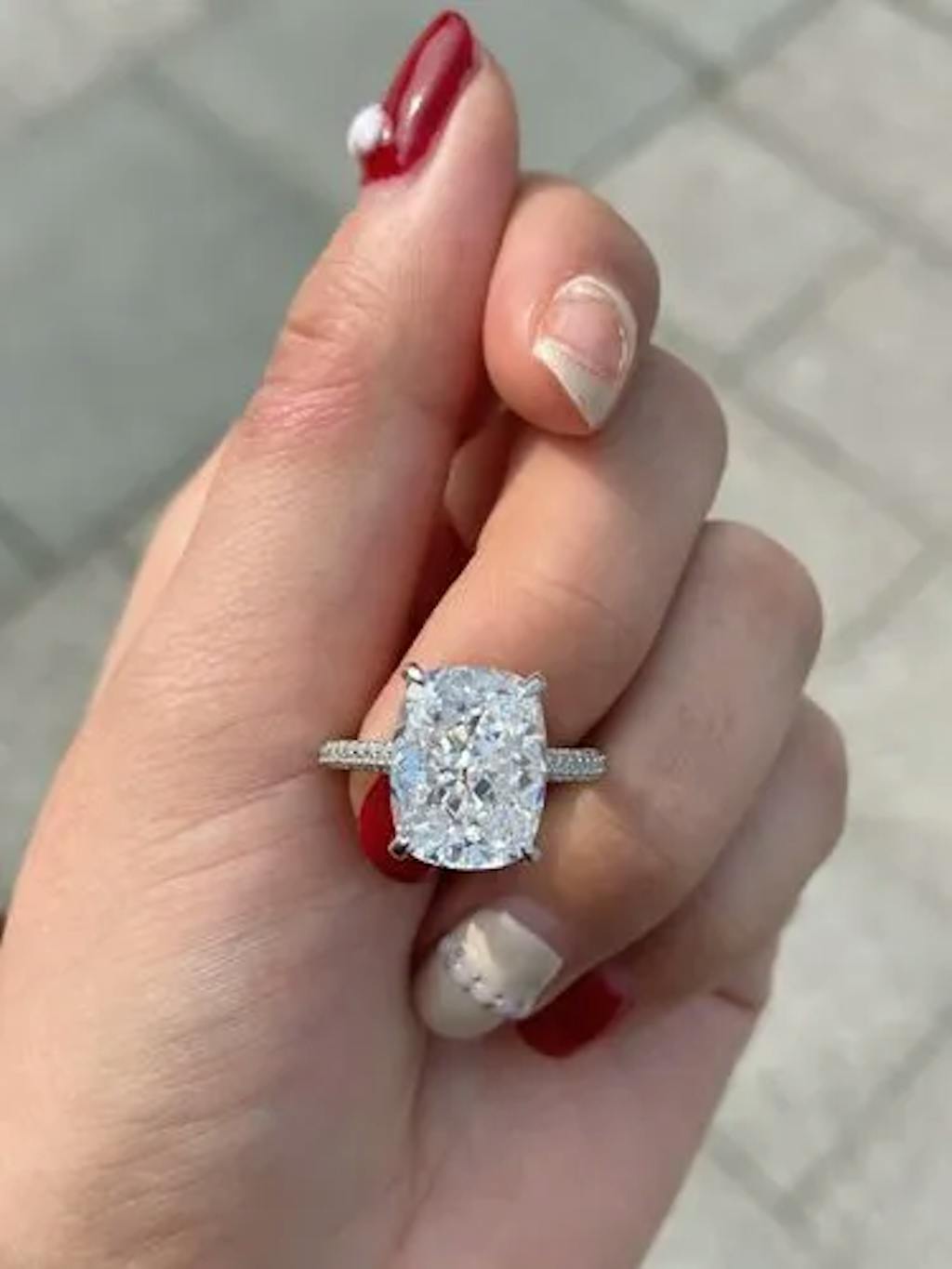 Large Diamond Cushion Cut Engagement Ring In Sterling Silver – Shine of ...