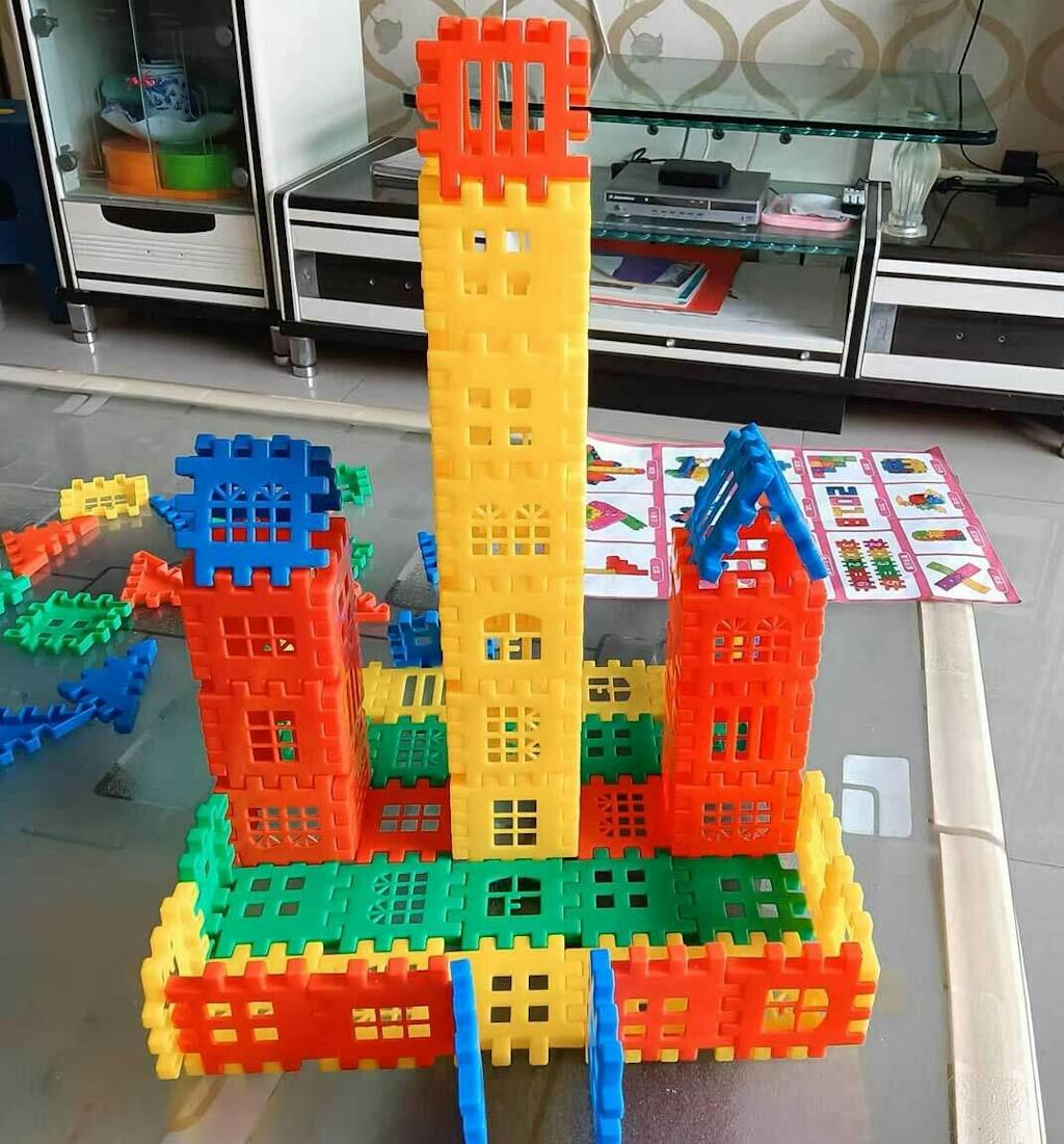 Waffle Interlocking Building Blocks with Storage Container for Kids ...