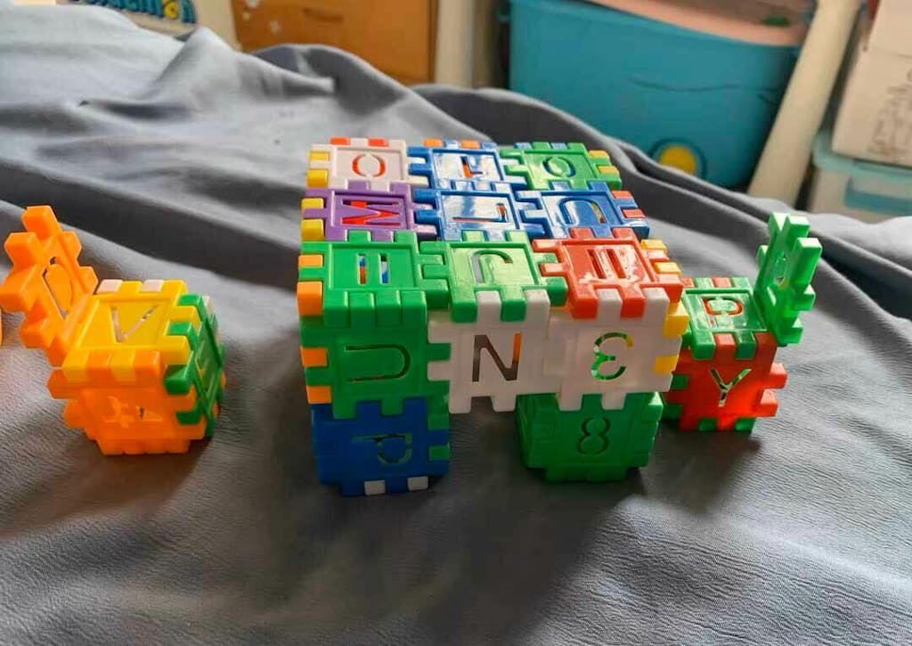 Waffle Interlocking Building Blocks with Storage Container for Kids ...