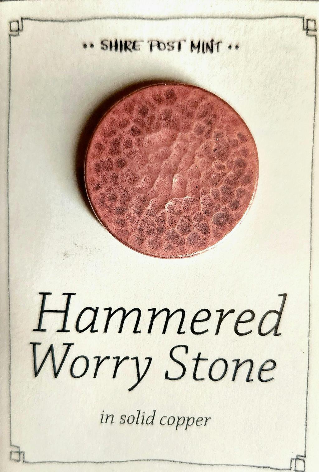 Hammered Copper Worry Stone in Raw Copper