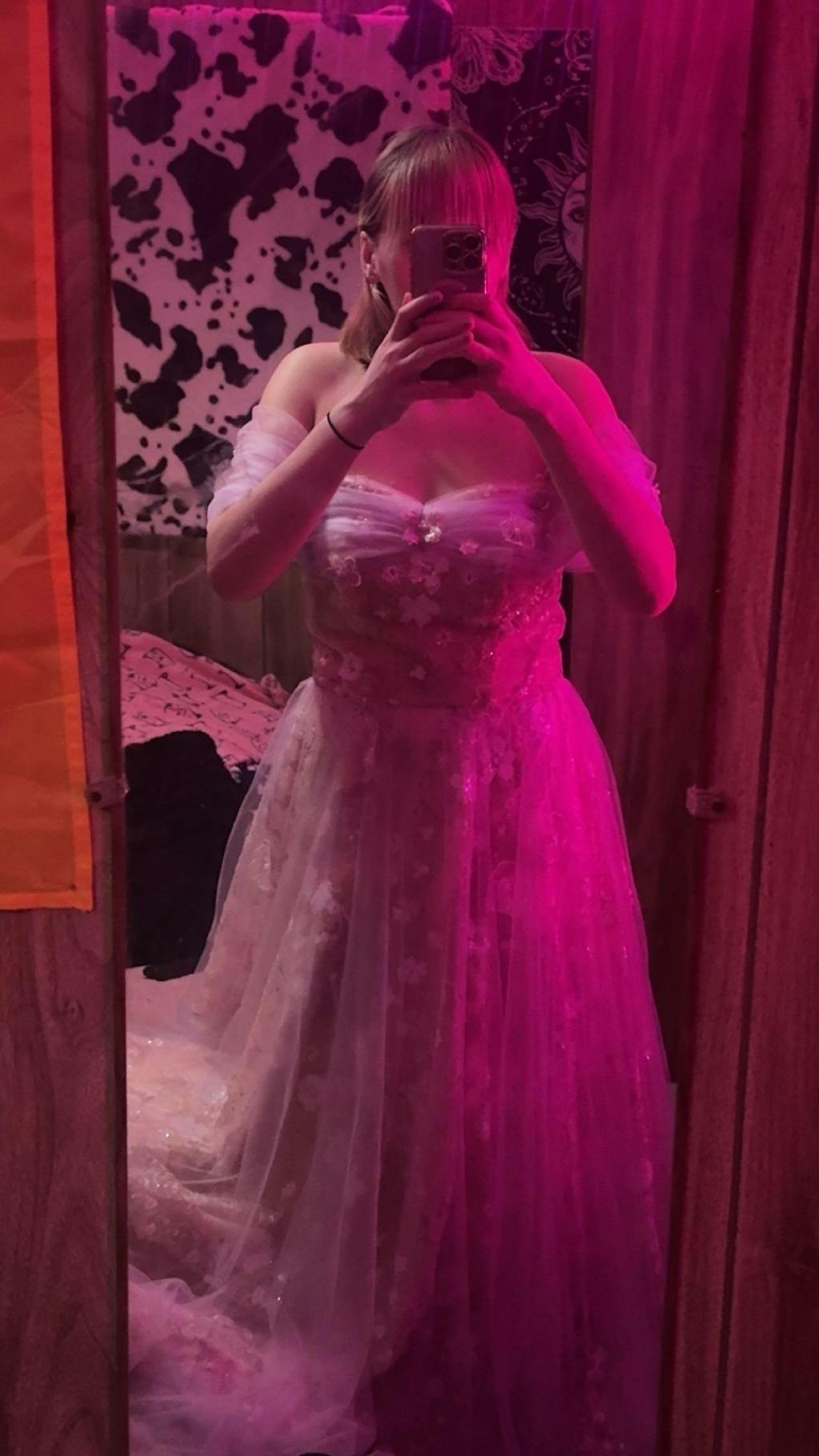 A-Line Off Shoulder Tulle Lace Purple Long Prom Dress, Purple Formal D ...