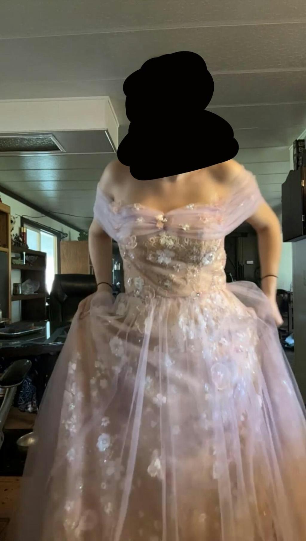 A-Line Off Shoulder Tulle Lace Purple Long Prom Dress, Purple Formal D ...