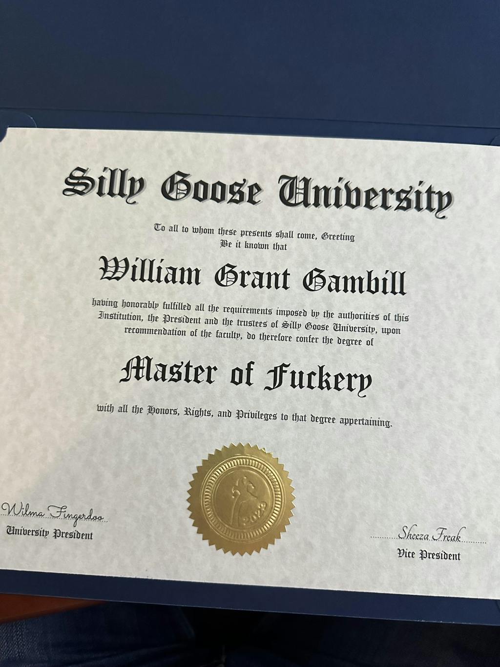Graduate from Silly Goose University! Get your SGU Diploma Today!