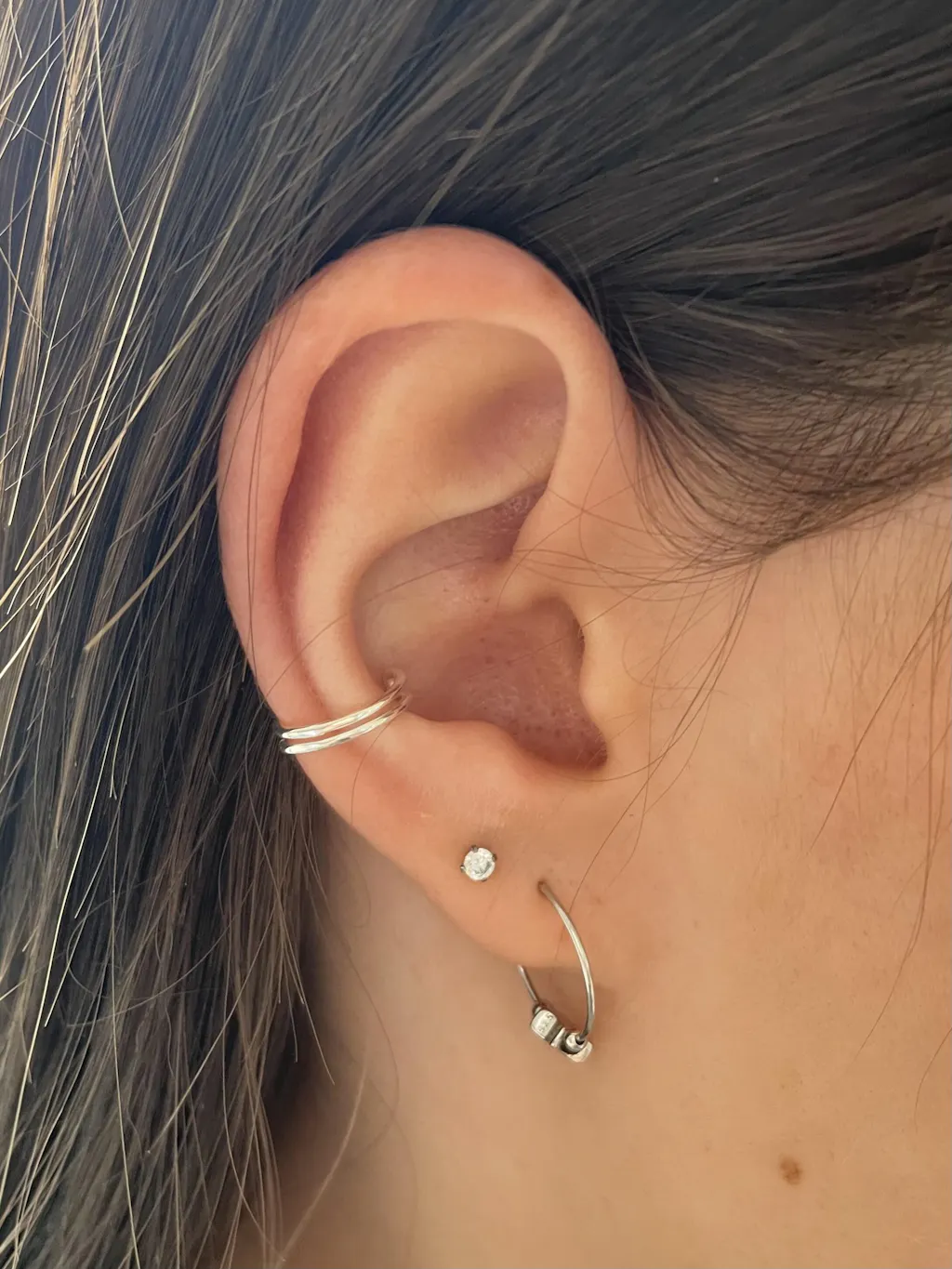 Minimalist Sterling Silver Ear Cuff, Double Bar Ear Cuff, Simple and M ...
