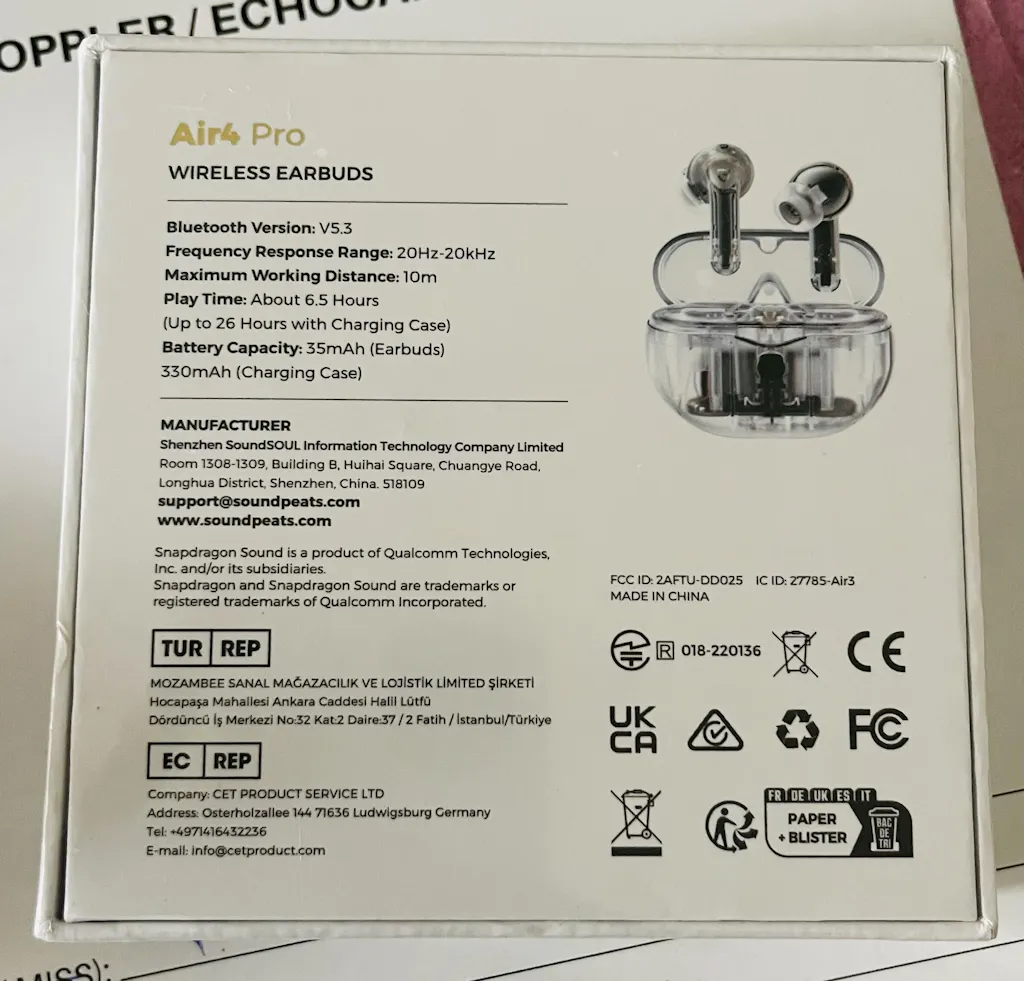 SoundPEATS Air 4 Pro Hybrid ANC TWS Earbuds (Transparent) – SimplyTek