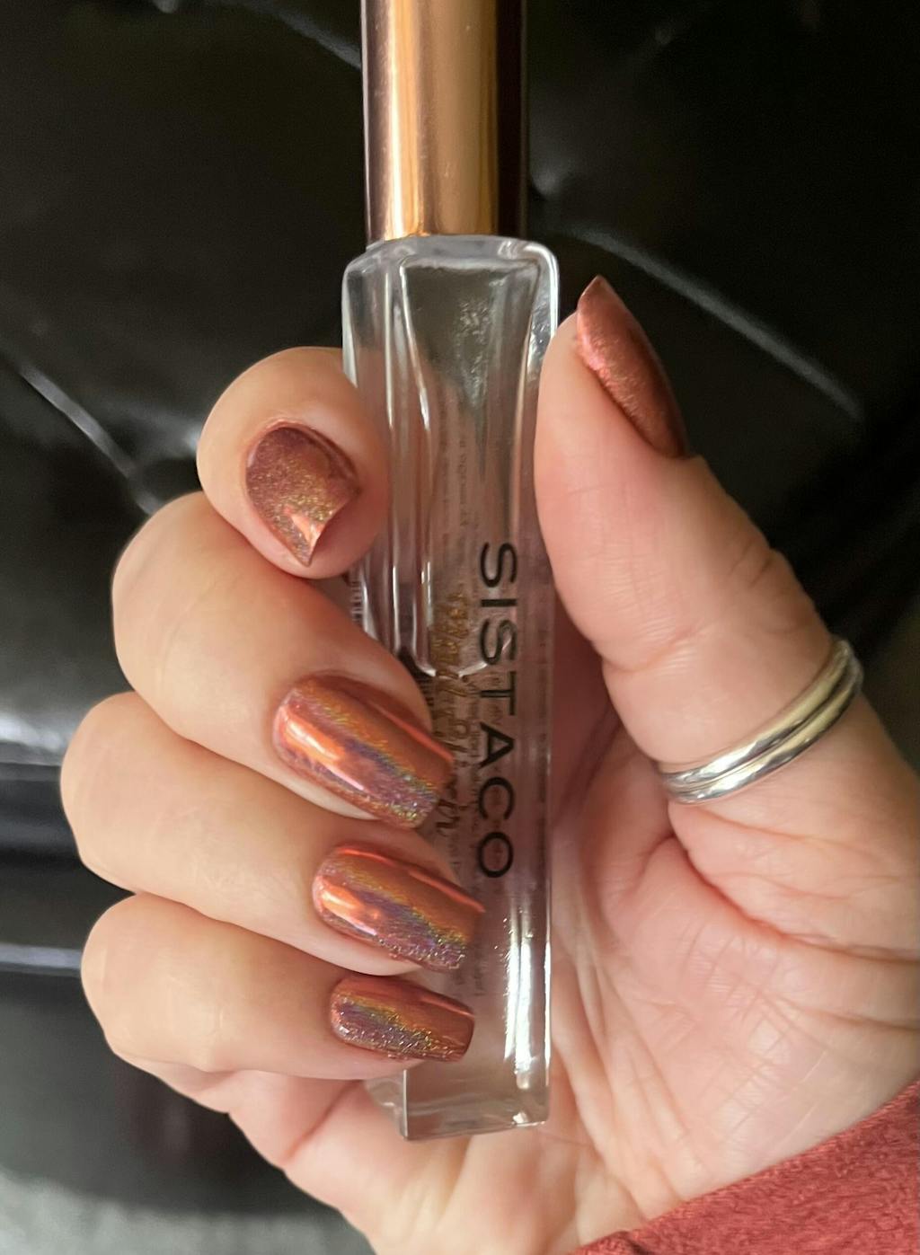 Sistaco Auburn Holographic Nail Powder | Mineral Bond®