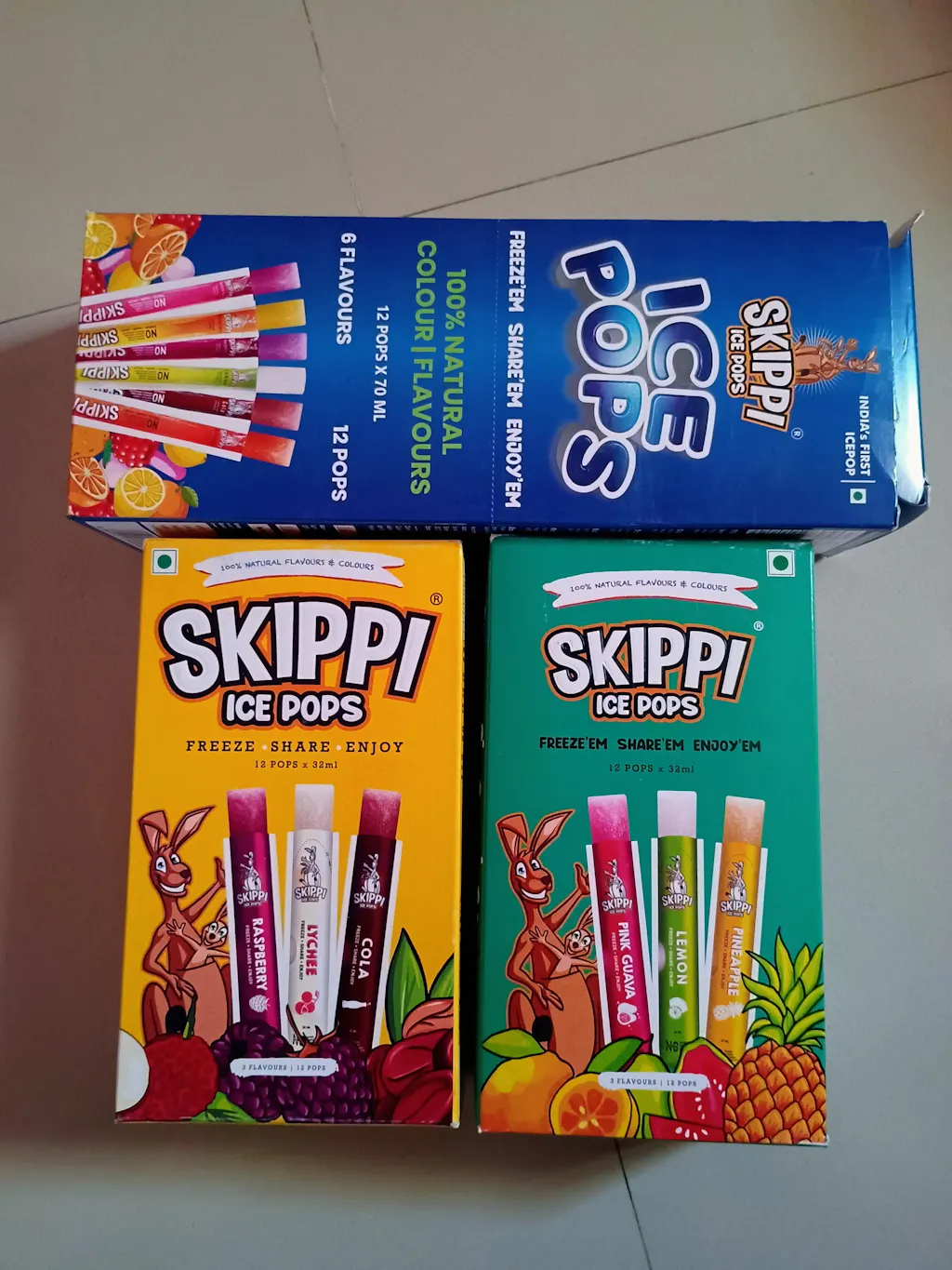 Buy Pack of 12 All Flavor Natural Ice Popsicle - Skippi
