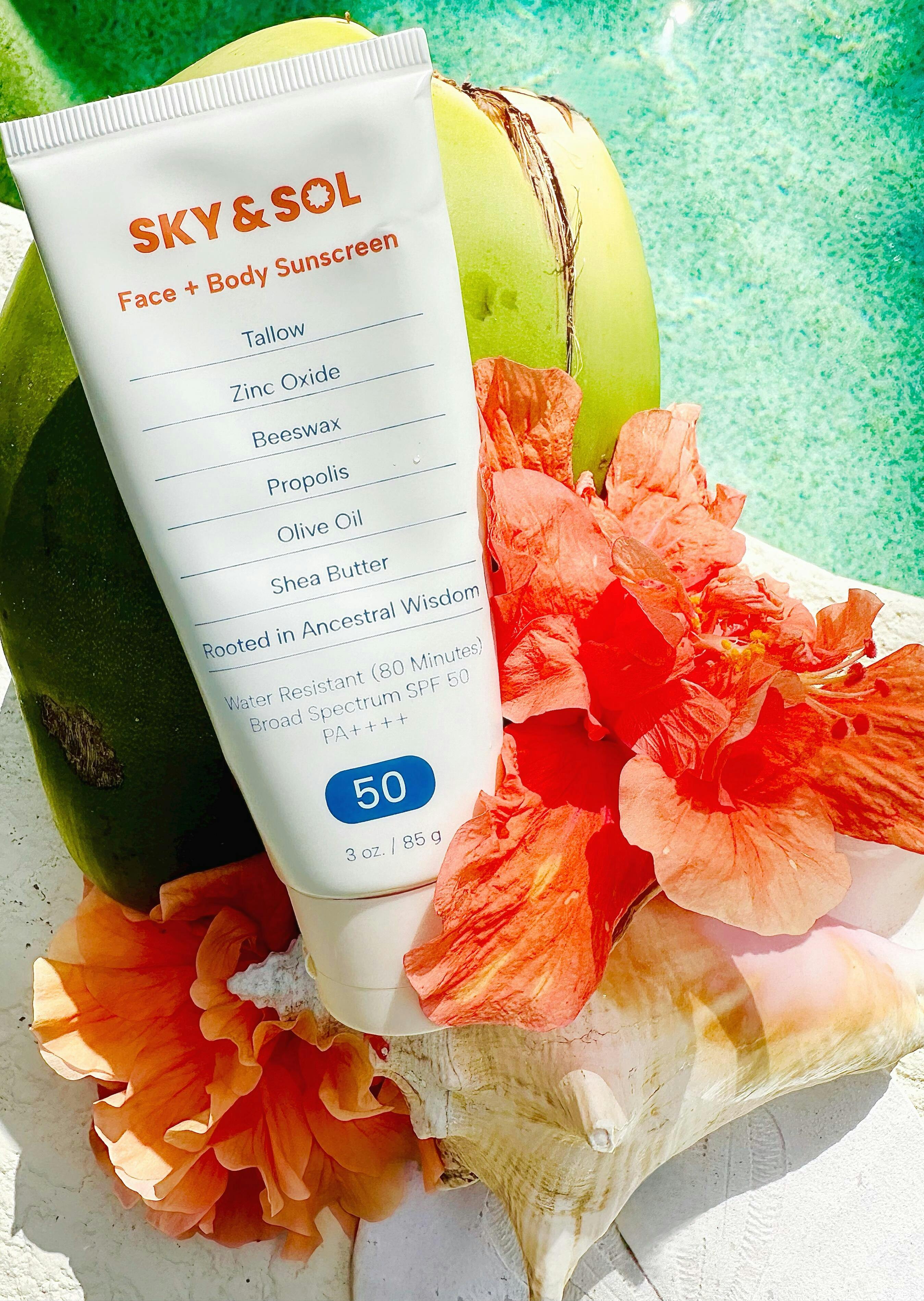 Sky and Sol Sunscreen SPF 50 | All-Natural, Edible-Grade Skincare