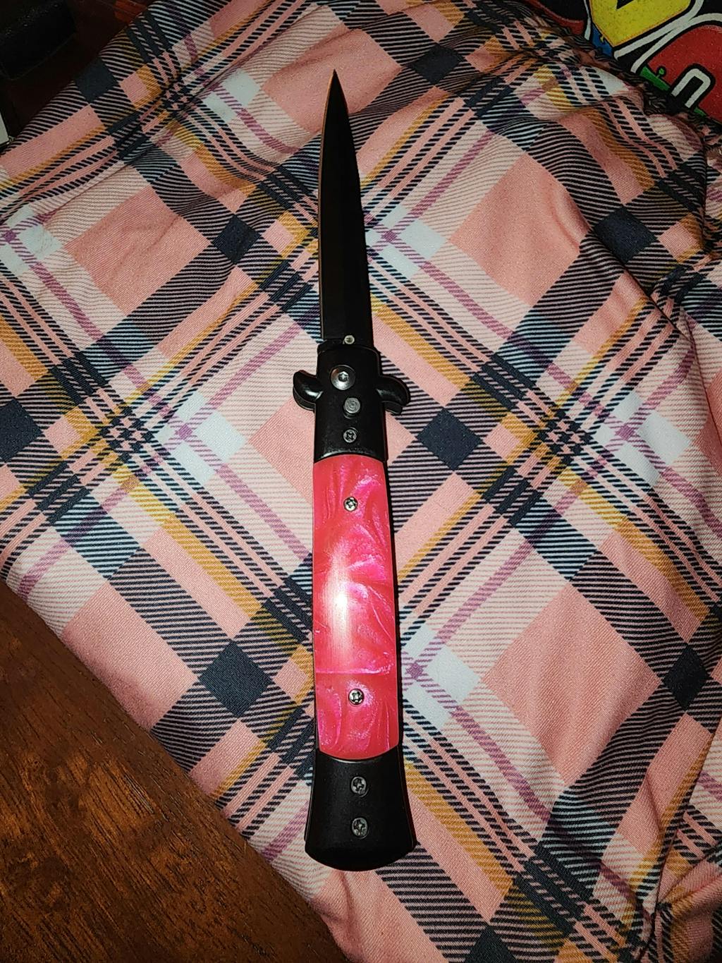 Diablo Stiletto Automatic Knife Milano Switchblade - Pink Marble (Blac ...