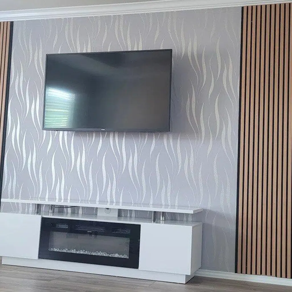 Light Walnut Acoustic Slat Wood Paneling for Soundproofing Walls - Wid ...