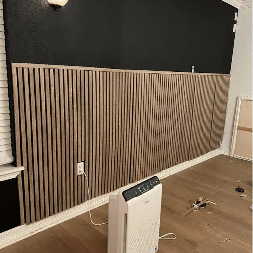 Light Walnut Acoustic Slat Wood Paneling for Soundproofing Walls - Wid ...