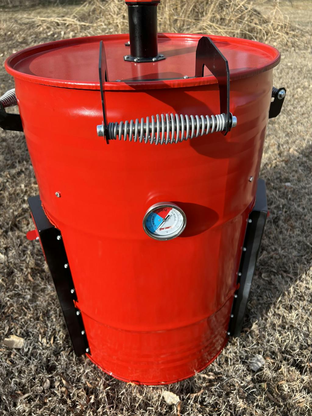 30" diam 85" Long Propane Tank Reverse Flow Smoker With Round Firebox ...