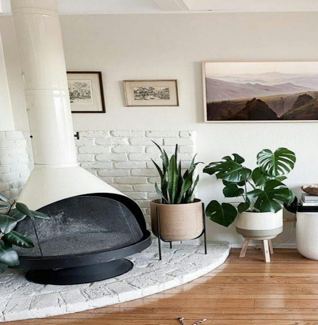 WHITE and BLACK Malm Zircon Wood 34" Mid Century Modern Fireplace MCM ...