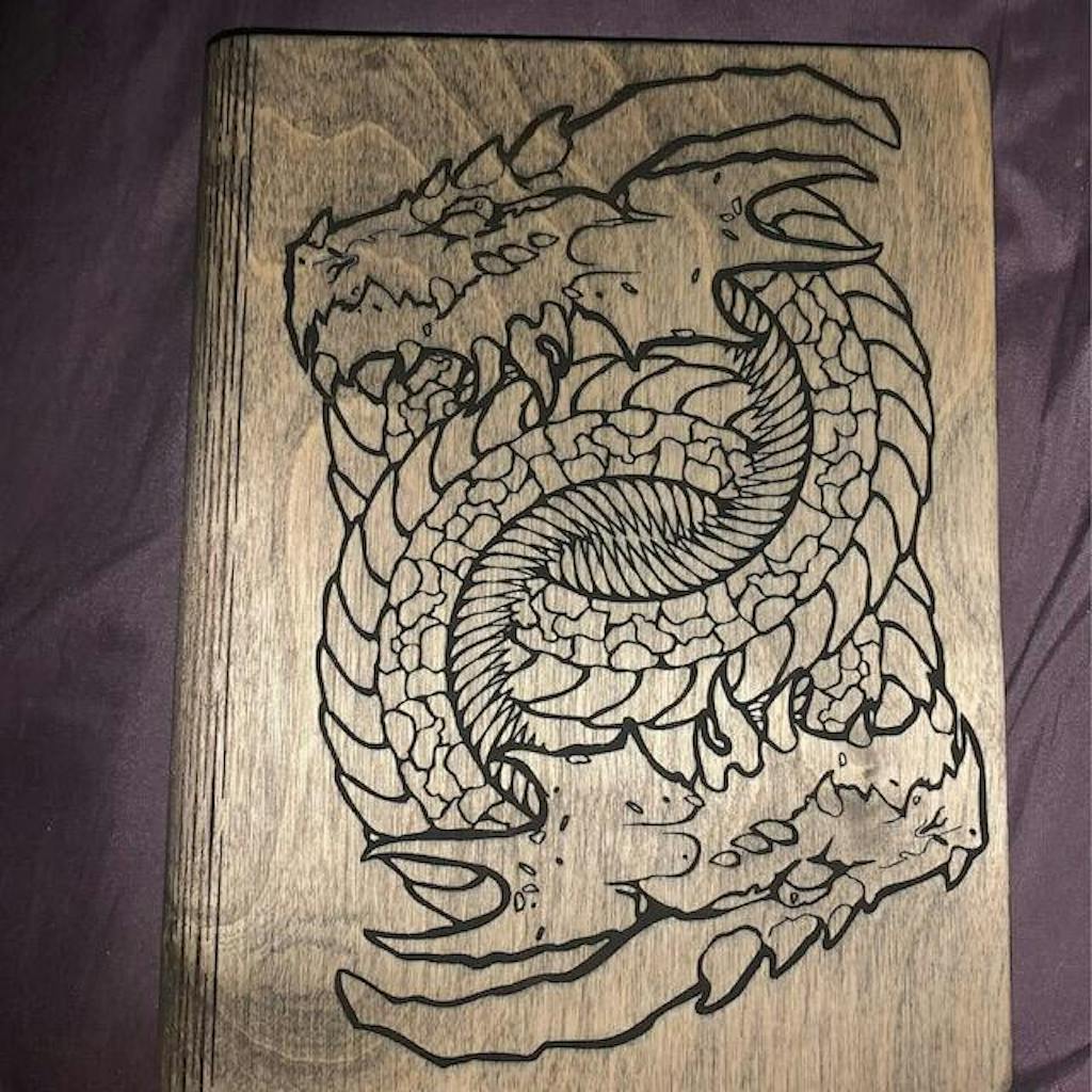 Wooden RPG Notebook with 80 Refillable Pages - Dragon – Smonex.com