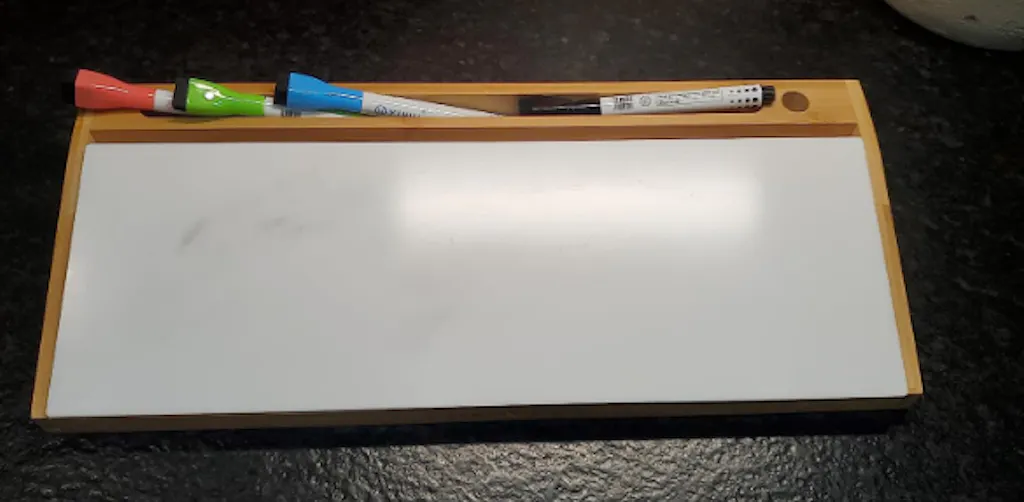 SpaceAid Bamboo Desktop Whiteboard with Organizer Box, 4 Dry Erase Mar