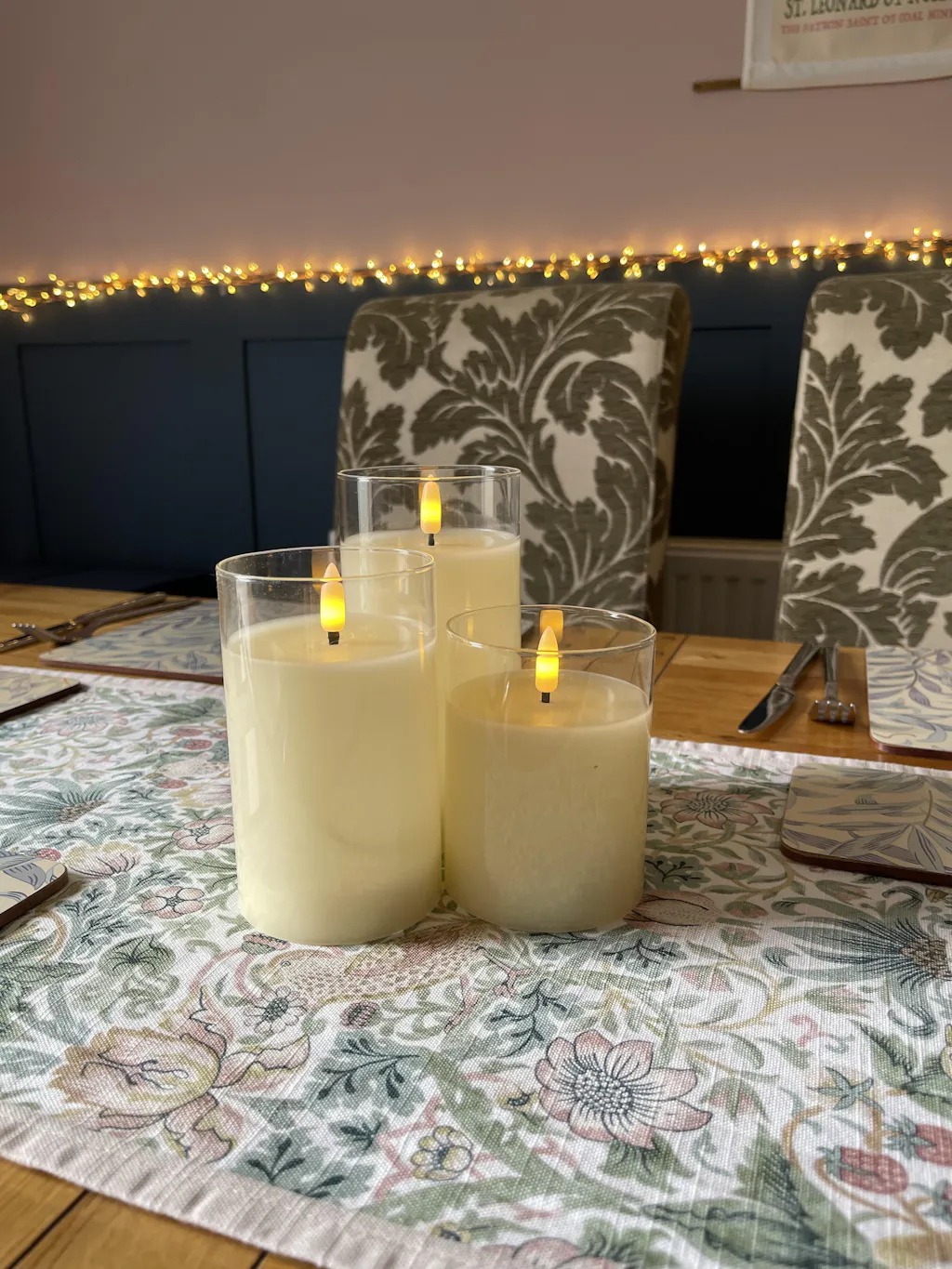 LED Glass Candles Trio Set | Realistic Flameless Pillar Candles