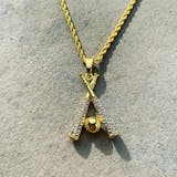 Studded Baseball Bats Pendant and Chain Necklace | Baseball Fan Gift