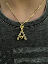 Studded Baseball Bats Pendant and Chain Necklace | Baseball Fan Gift