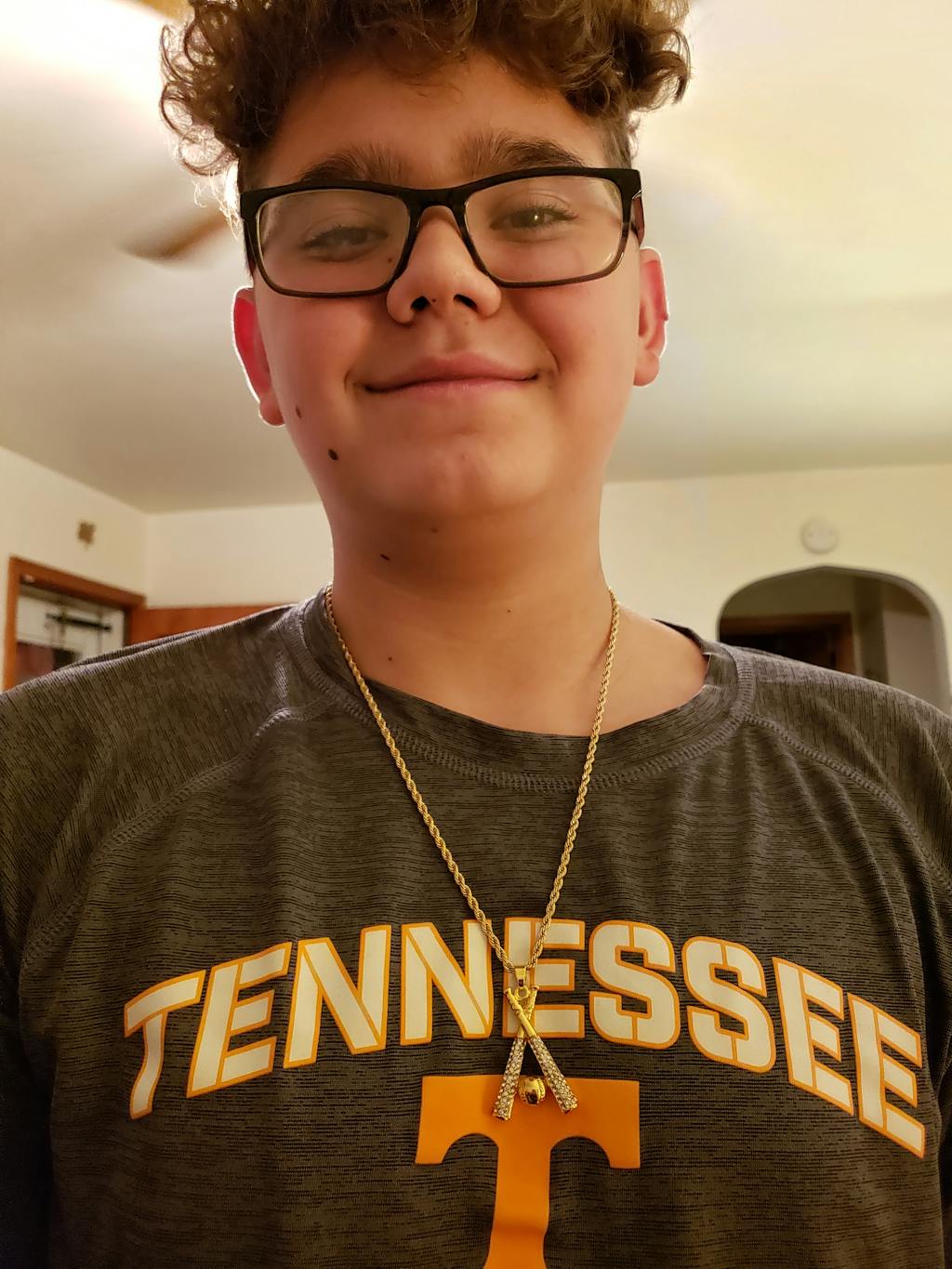 Studded Baseball Bats Pendant and Chain Necklace