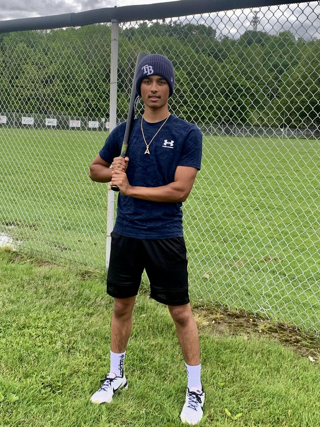 Studded Baseball Bats Pendant and Chain Necklace