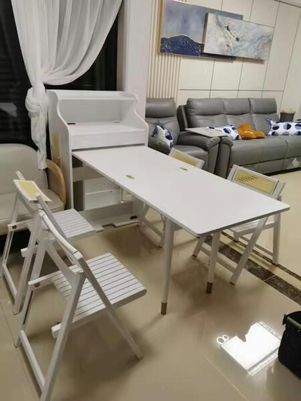 Upgraded Space Saving Folding Multifunctional Dining Table With 4 Fold ...