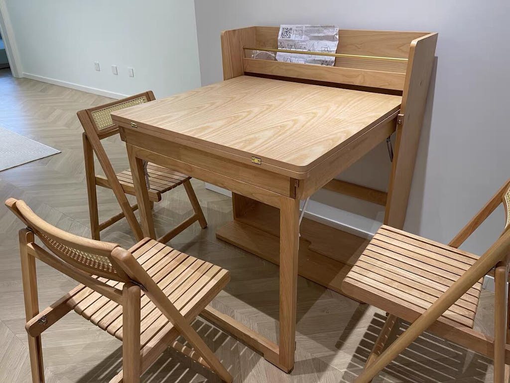 Solid Wood Folding Multifunctional Dining Table for Small Apartments ...