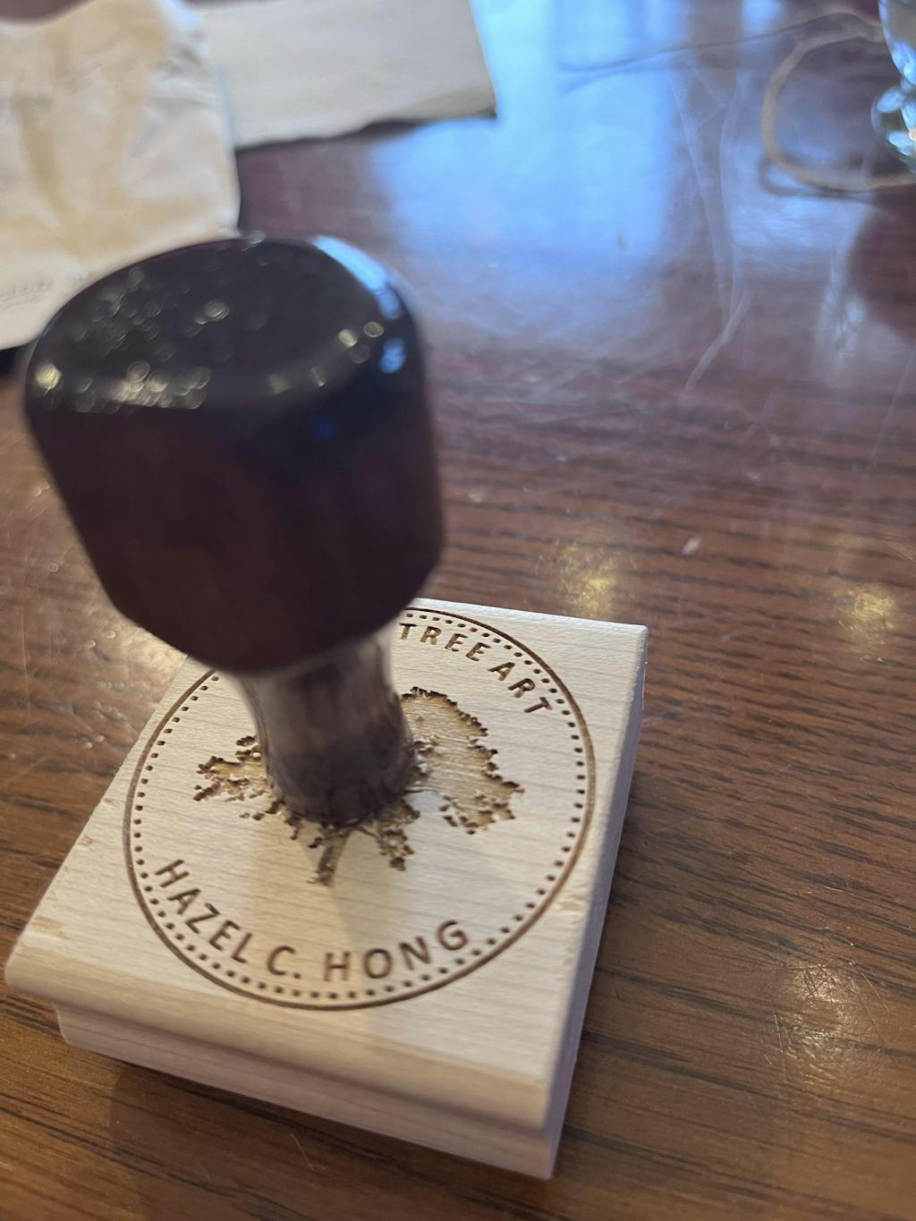 2 inch Wood Engraved Logo Stamp with Handle | Stamped with Love