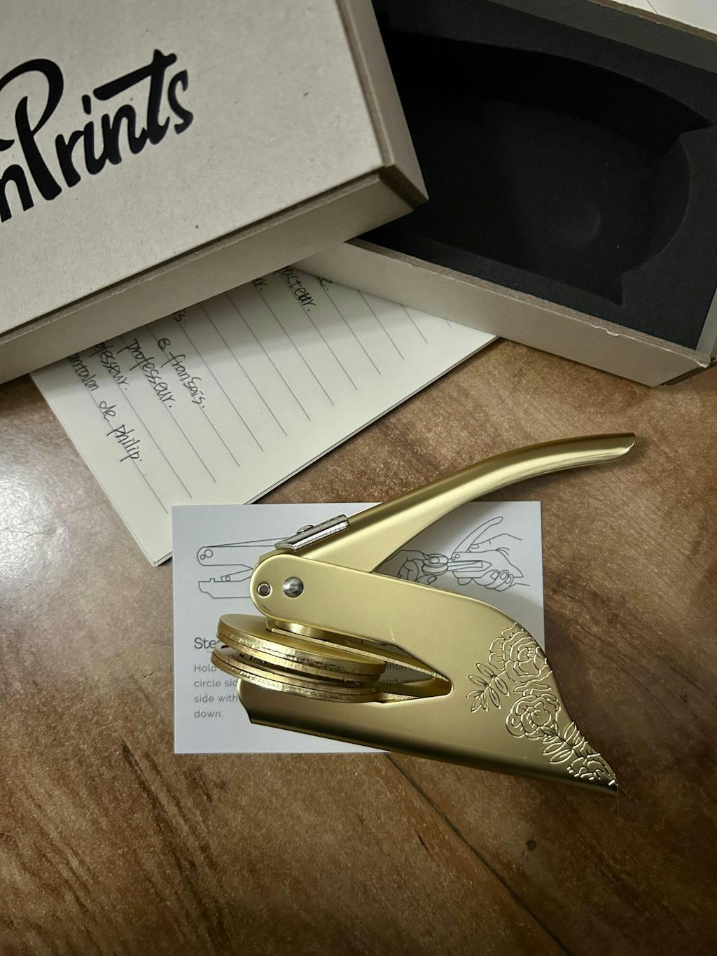 Custom Floral Name Embosser - 26 Letters Personalized Seal | Stamprints