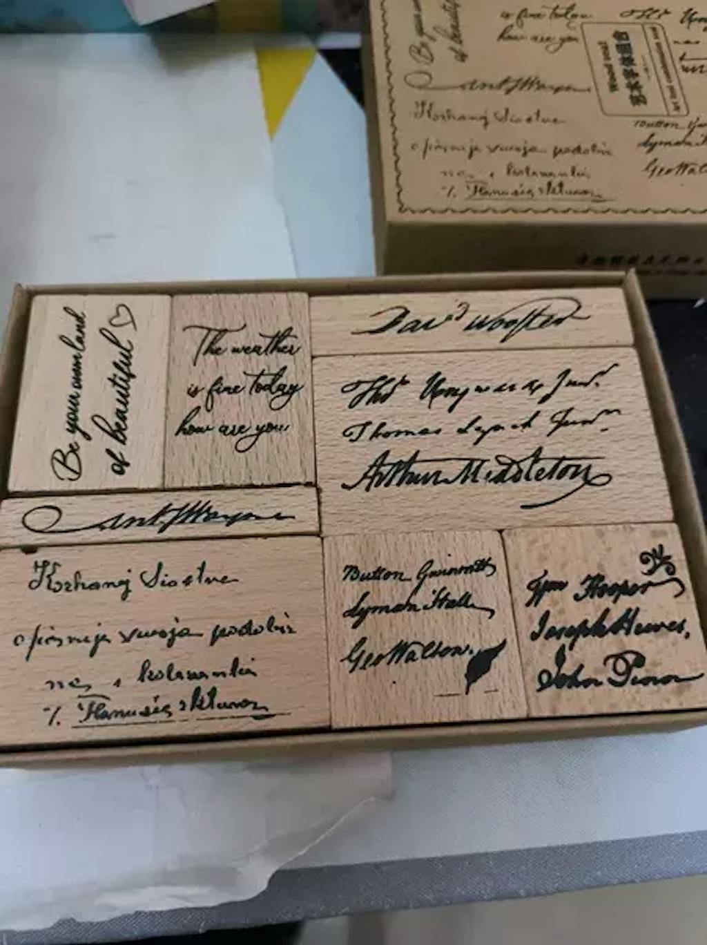 Wooden English Text Rubber Stamp Set | Stamprints Custom Collection