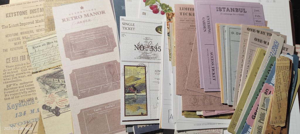 Vintage Bill Paper Pack - 200 Pieces Junk Journal Supplies | Stamprints