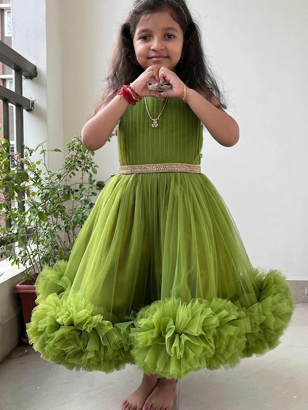 Peagreen Pleated Halter Neck Ruffled Frock. – Stanwells Kids