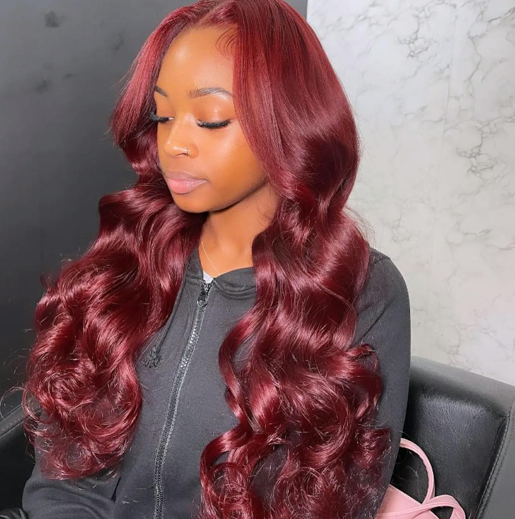 Affordable #99J Body Wave Wig Sterly Burgundy 13x6 Lace Front Human Ha ...