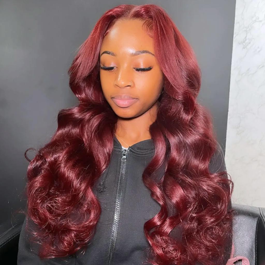 Affordable #99J Body Wave Wig Sterly Burgundy 13x6 Lace Front Human Ha ...