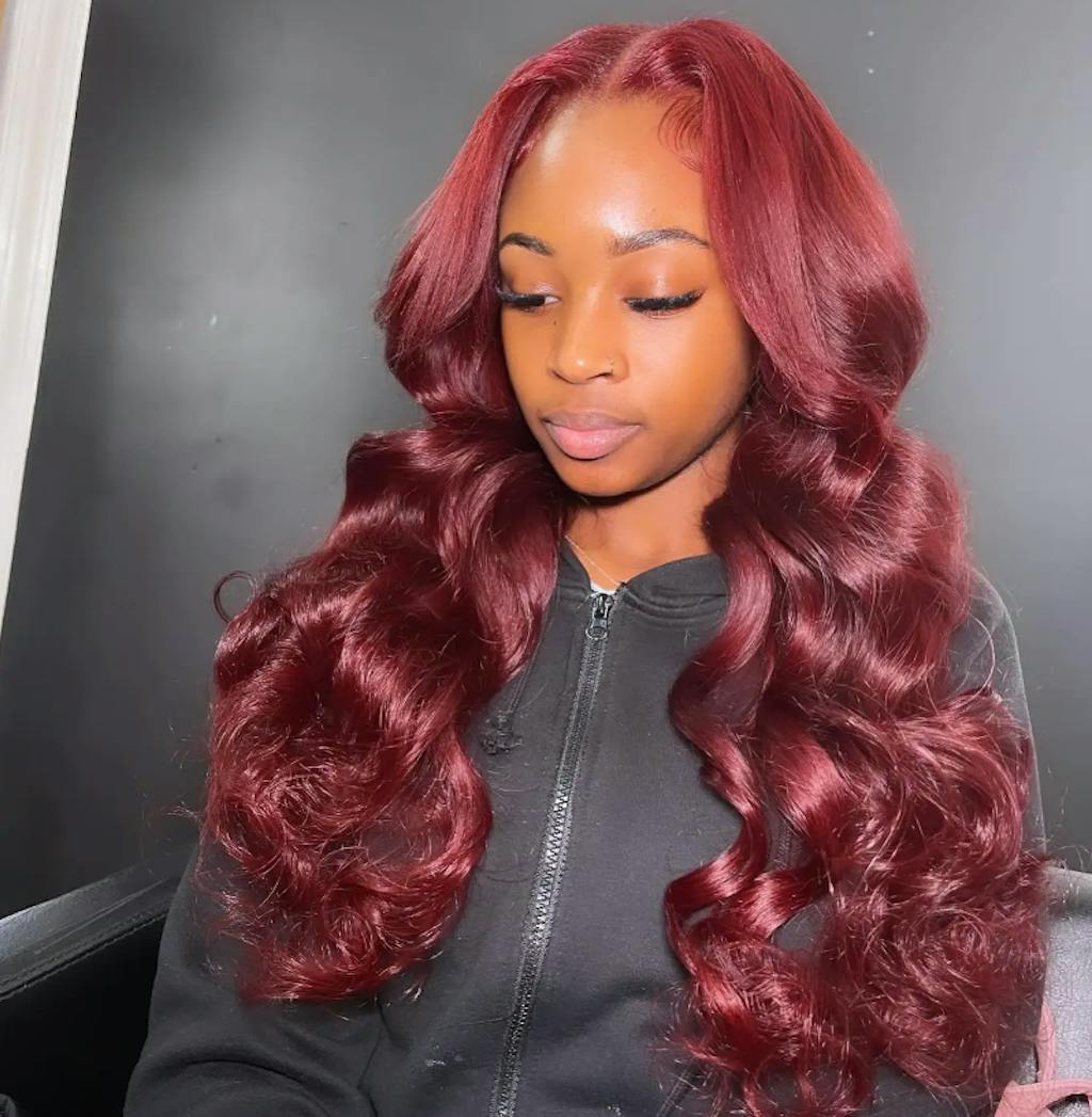 Affordable #99J Body Wave Wig Sterly Burgundy 13x6 Lace Front Human Ha ...