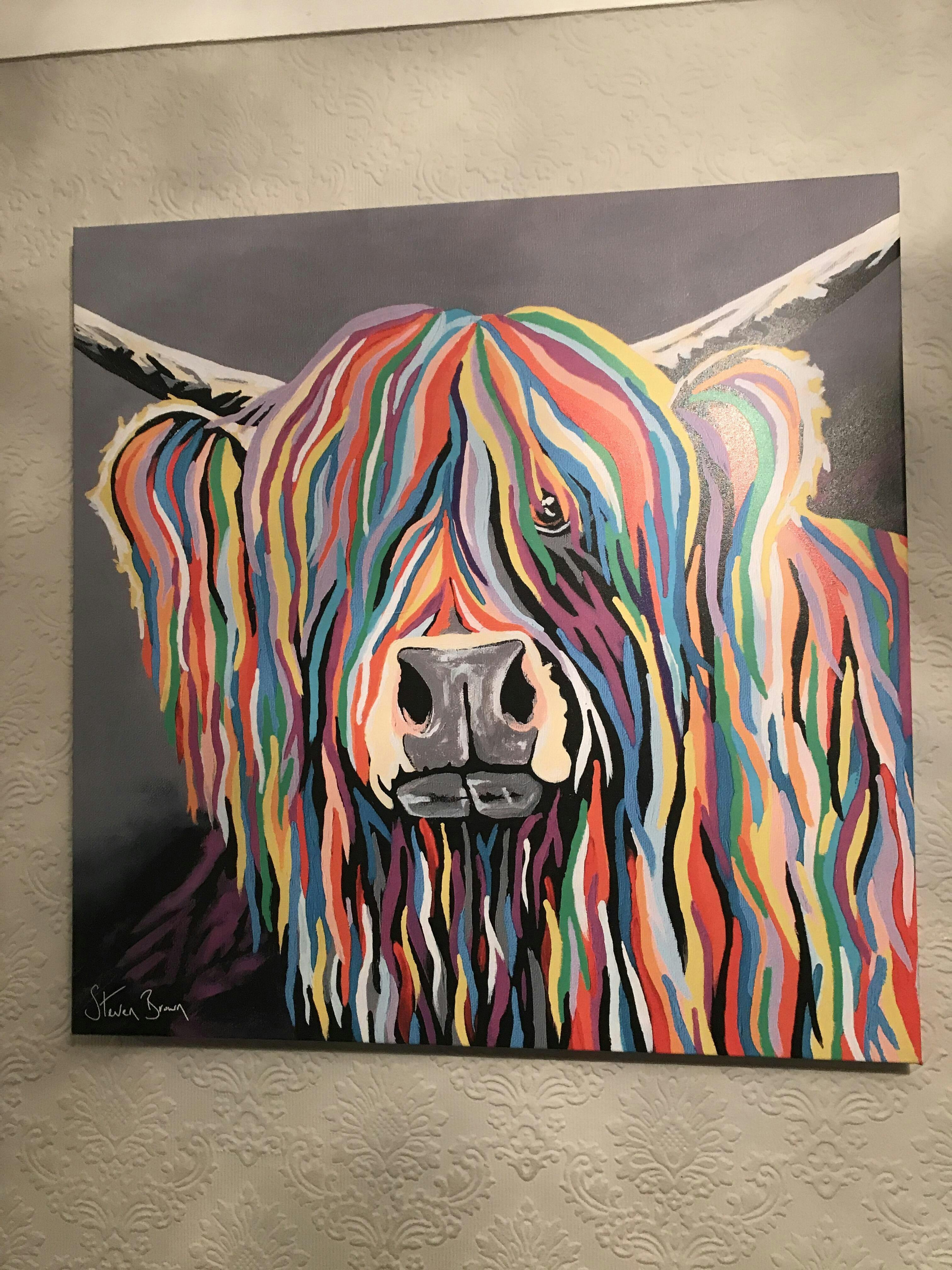 Charlie McCoo Colourful Cow Canvas | Steven Brown Art