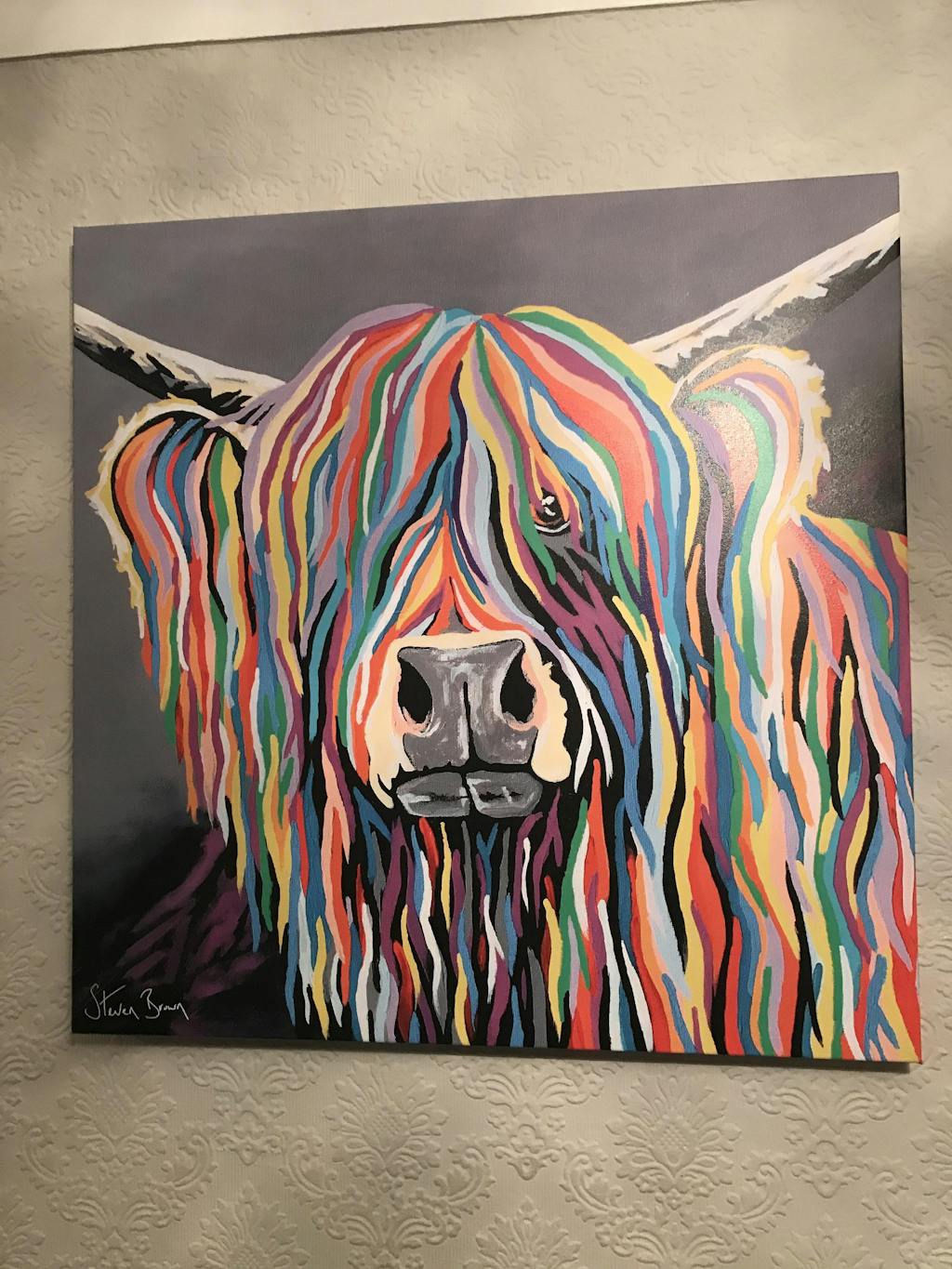 Charlie McCoo Colourful Cow Canvas | Steven Brown Art
