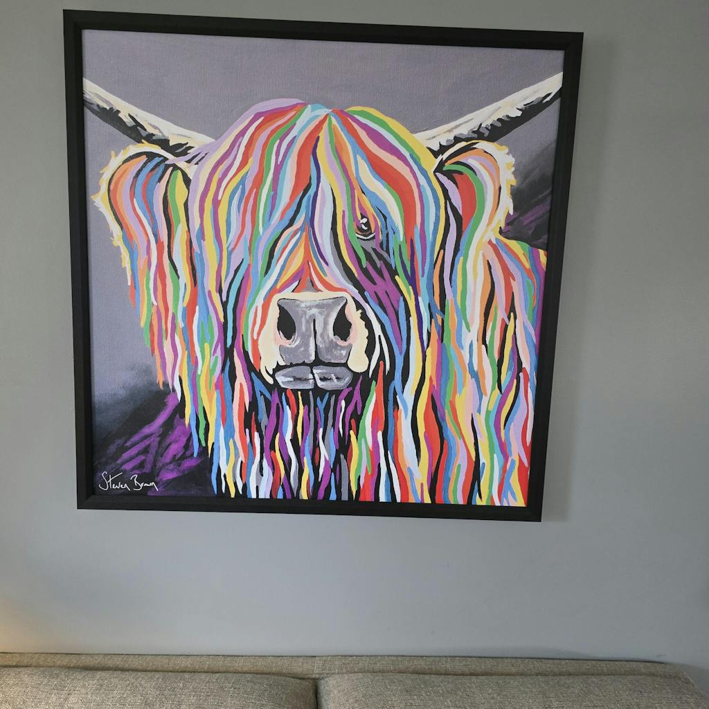 Charlie McCoo Colourful Cow Canvas | Steven Brown Art