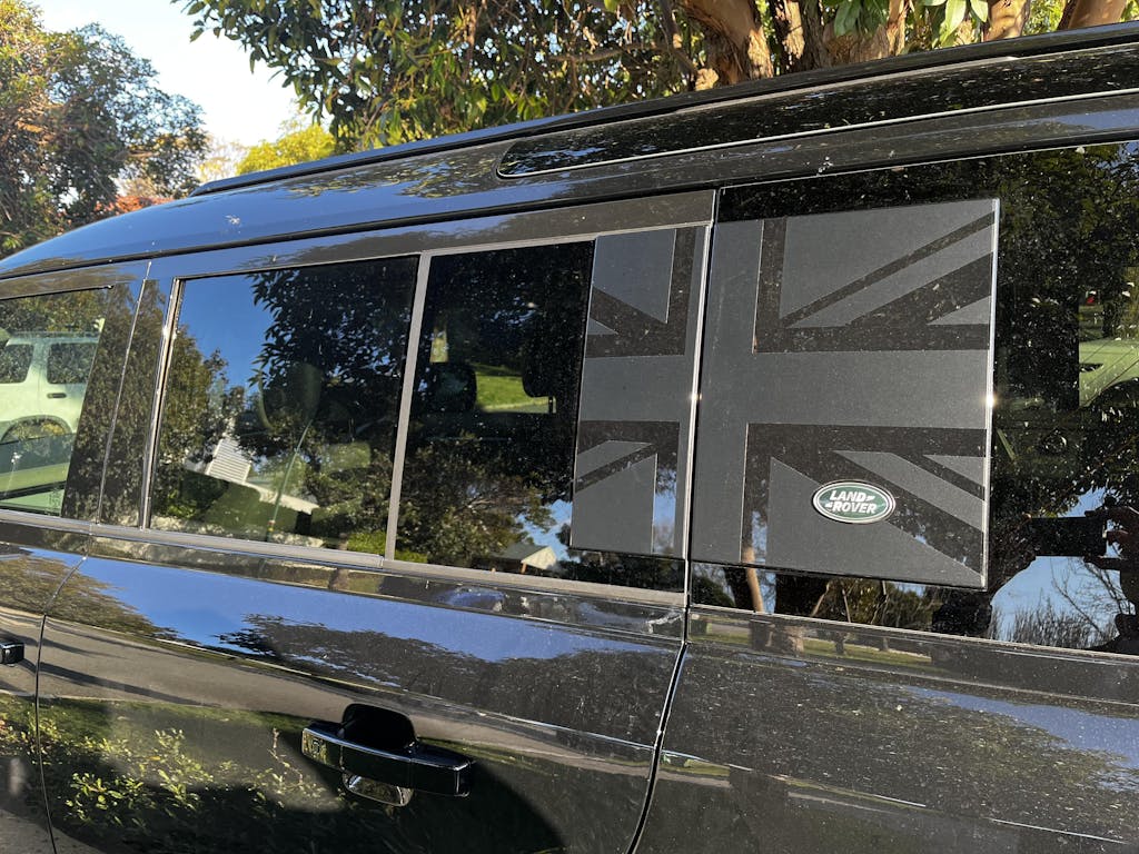 2020+ Defender Union Jack Side Window Panel Overlay (Matte Black ...