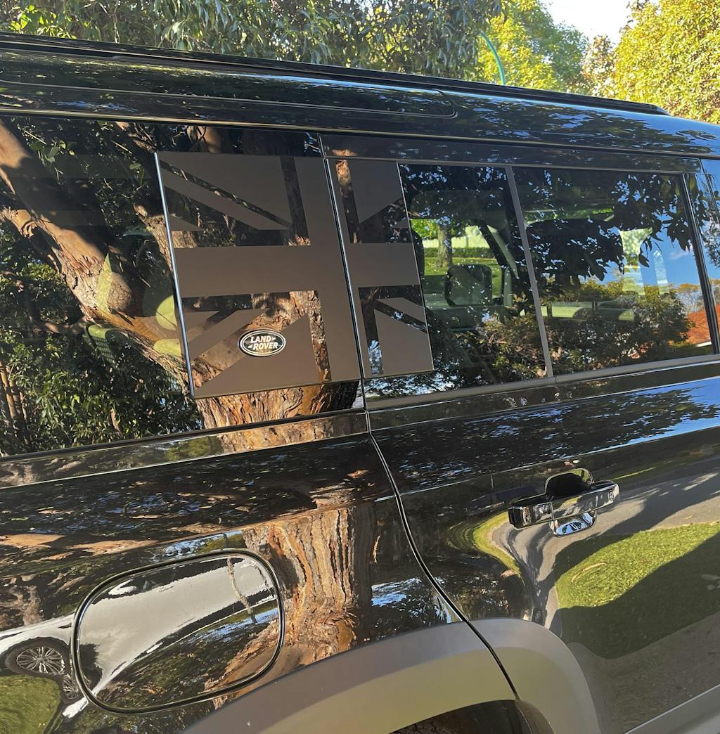 2020+ Defender Union Jack Side Window Panel Overlay (Matte Black ...