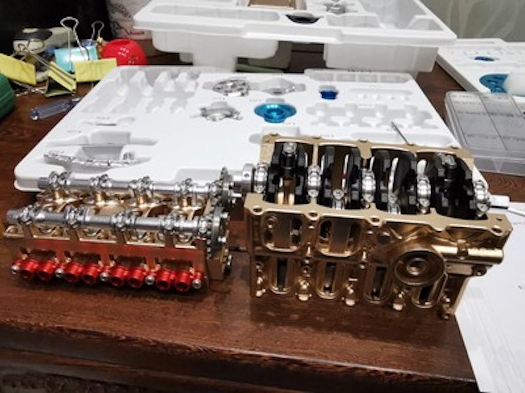 V4 Car Engine Model Full Metal Assembling Four-cylinder Building Kits ...