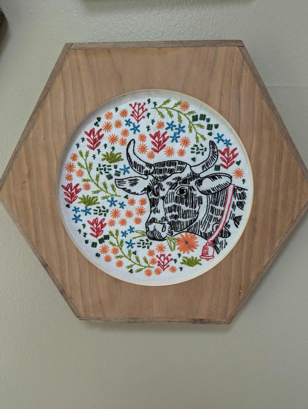 Farm Cow Embroidery Kit by Stitched Stories, 8 in, Cotton